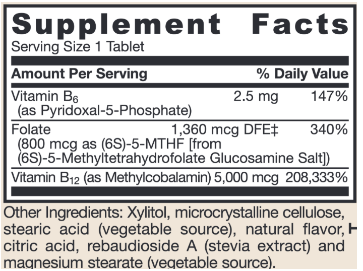 Methyl B-12 Methyl Folate Cherry 60 tabs – Lean Healthy Ageless